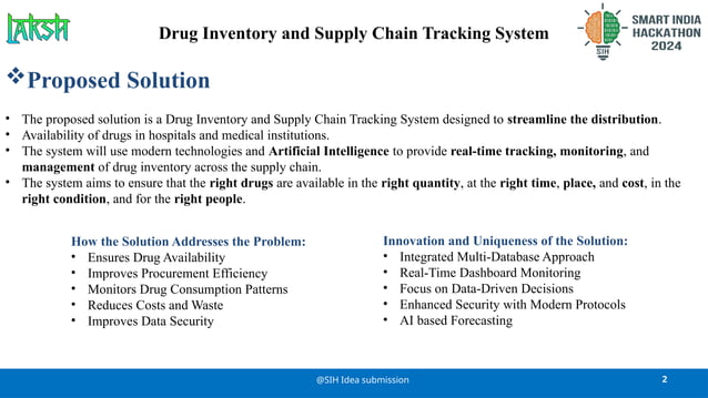 SIH Drug PPT (Drug inventory and supply chain tracking sysytem | PPTX ...