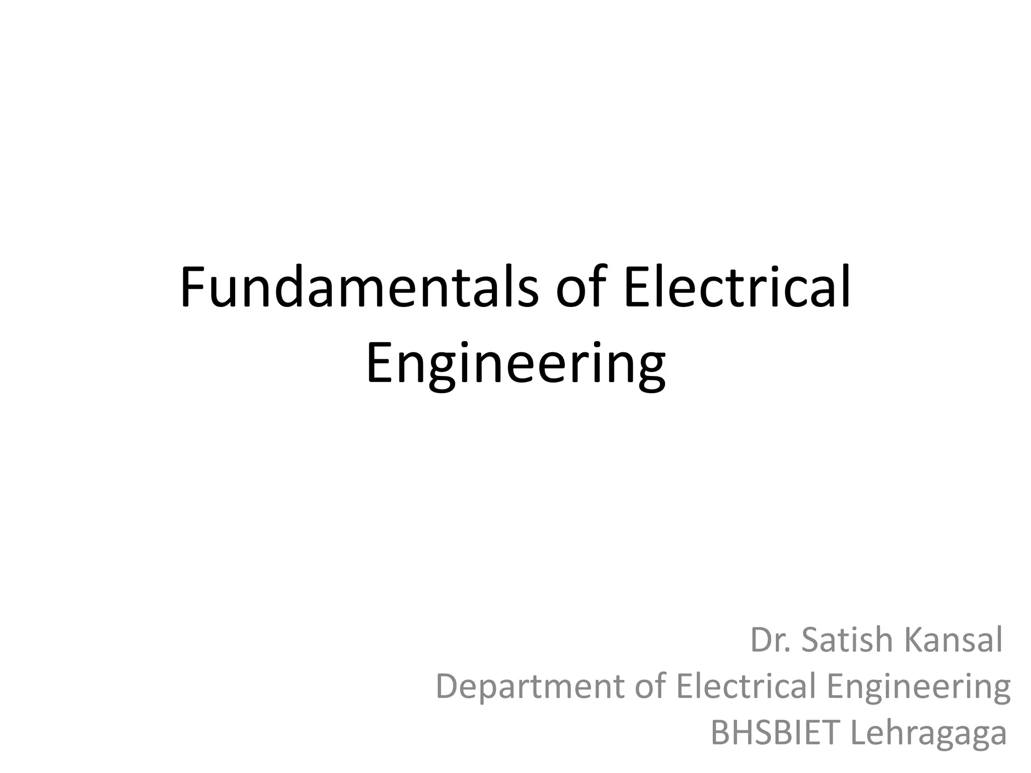Fundamentals of electrical engineering | PPT