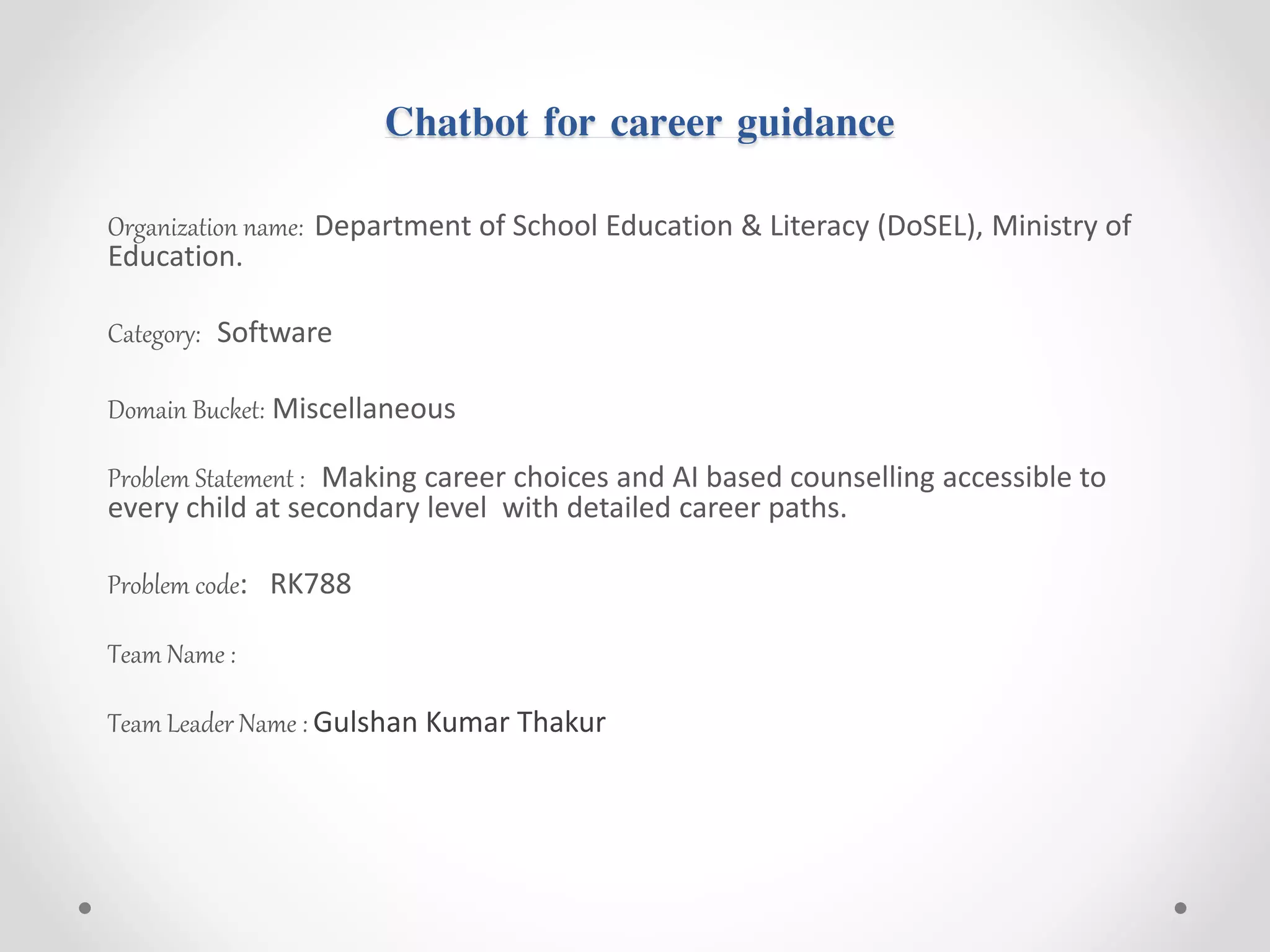 Chatbot For Career Guidance And Counseling Ppt