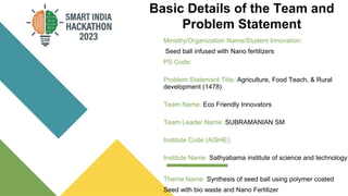 SIH Seedball problem statement presentation | PPT