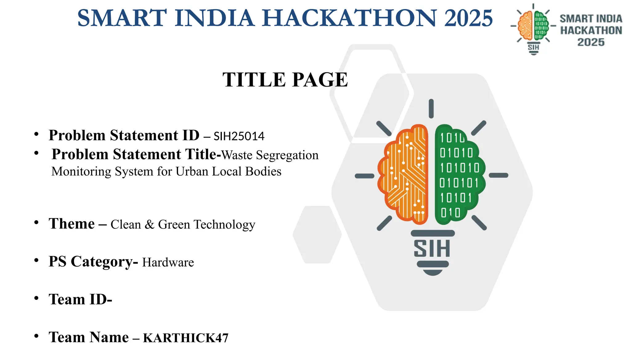 Title-Waste Segregation Monitoring System for Urban Local Bodies | PPTX