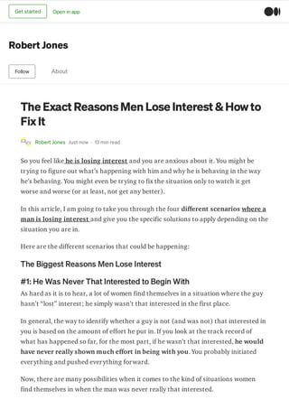 The Exact Reasons Men Lose Interest & How to Fix It | PDF