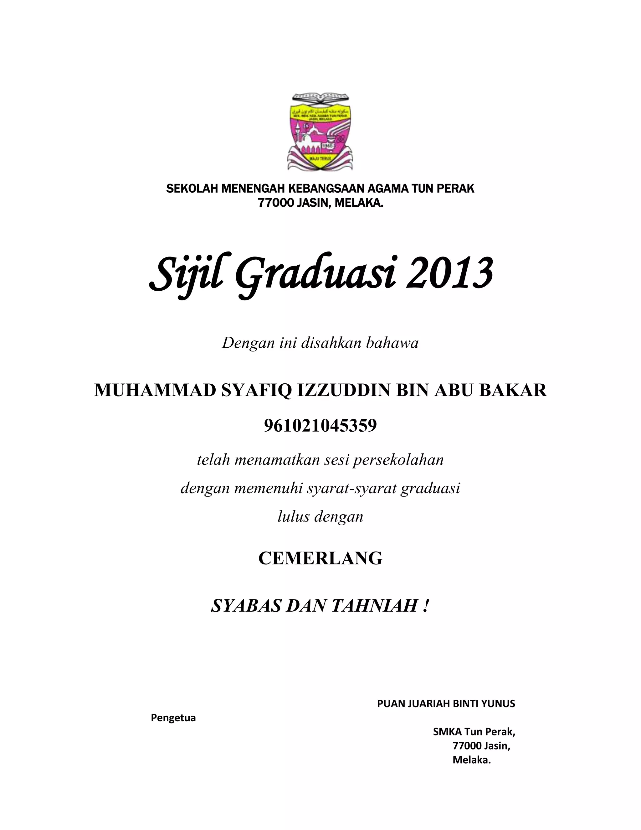 Sijil Graduasi SPM | DOCX