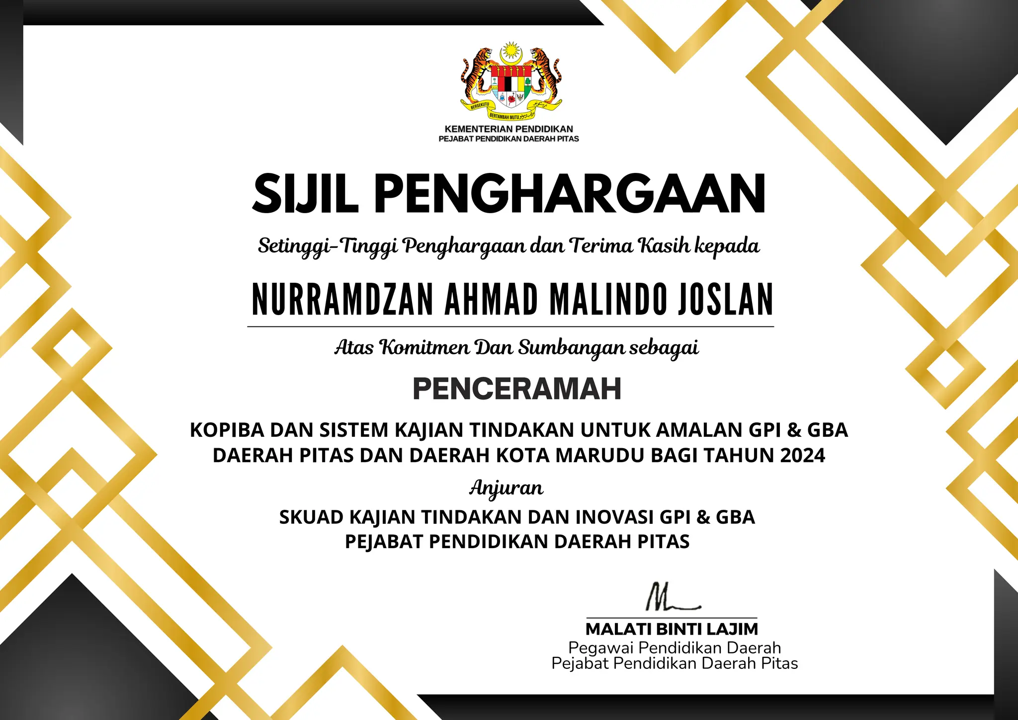 sijil penghargaan penceramah Bengkel Penulisan Kajian Tindakan dan ...