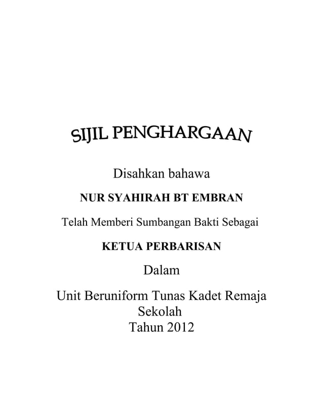 Sijil penghargaan kk | PDF