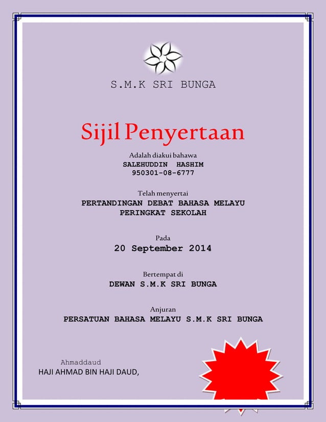 Sijil penyertaan | DOCX