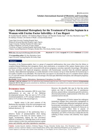 Open Abdominal Metroplasty for the Treatment of Uterine Septum in a ...