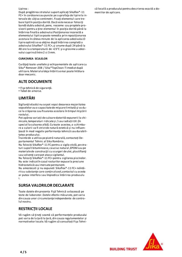 Sikaflex 11 fc - Fisa Tehnica | DOCX