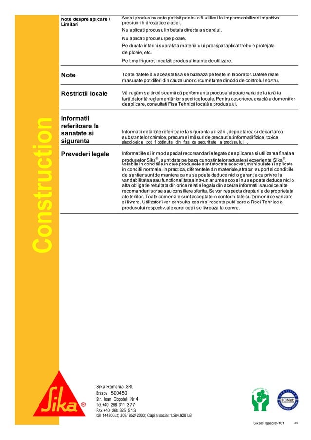 Sika igasol 101 - fisa tehnica | DOCX