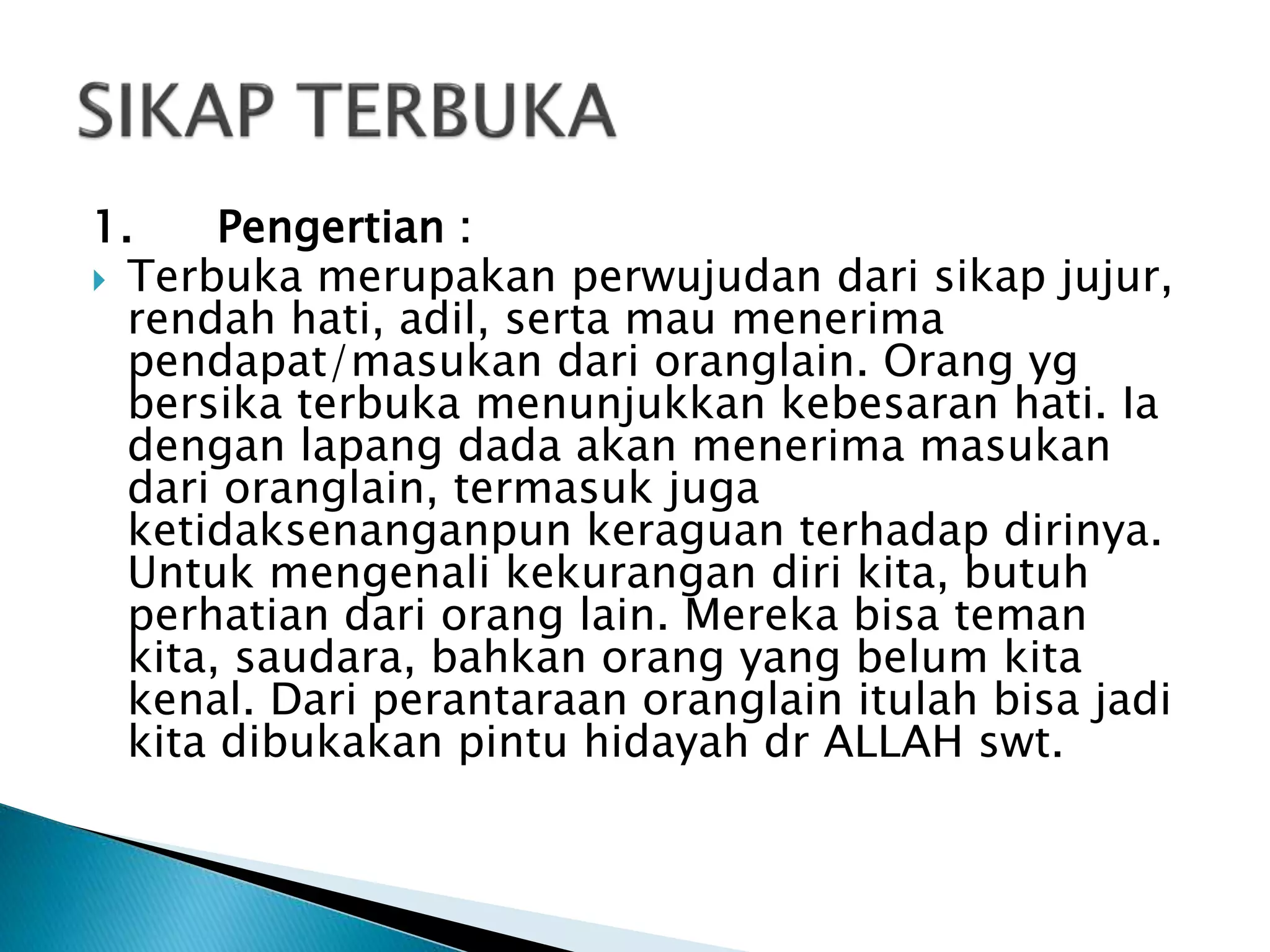 Sikap terbuka dan mawas diri | PPT