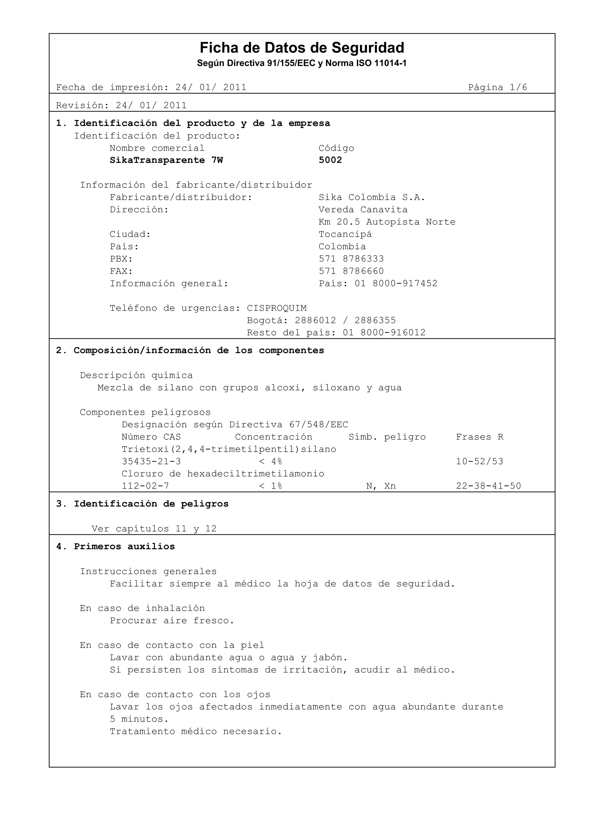 Sika transparente 7 w | PDF