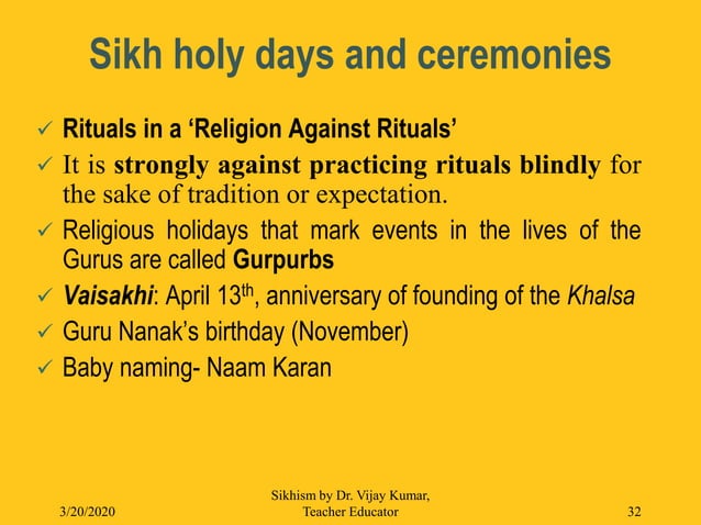 Sikhism by Dr. Vijay Kumar, Teacher Educator | PPT
