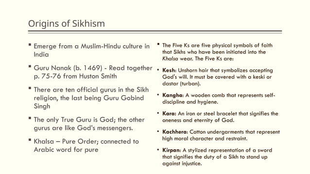 Sikhism - Beliefs and Practices Based on Assigned Reading | PPTX