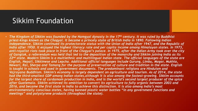 Sikkim pptx file, It contain everything about Sikkim and it's features ...