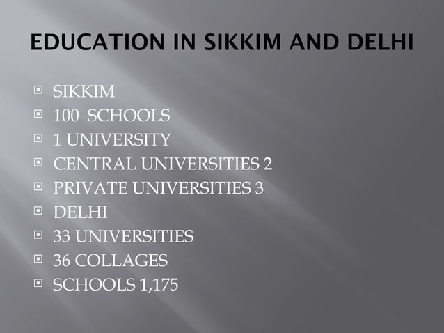 SIKKIM AND DELHI COMPARISION (population sikkin and delhi) | PPTX