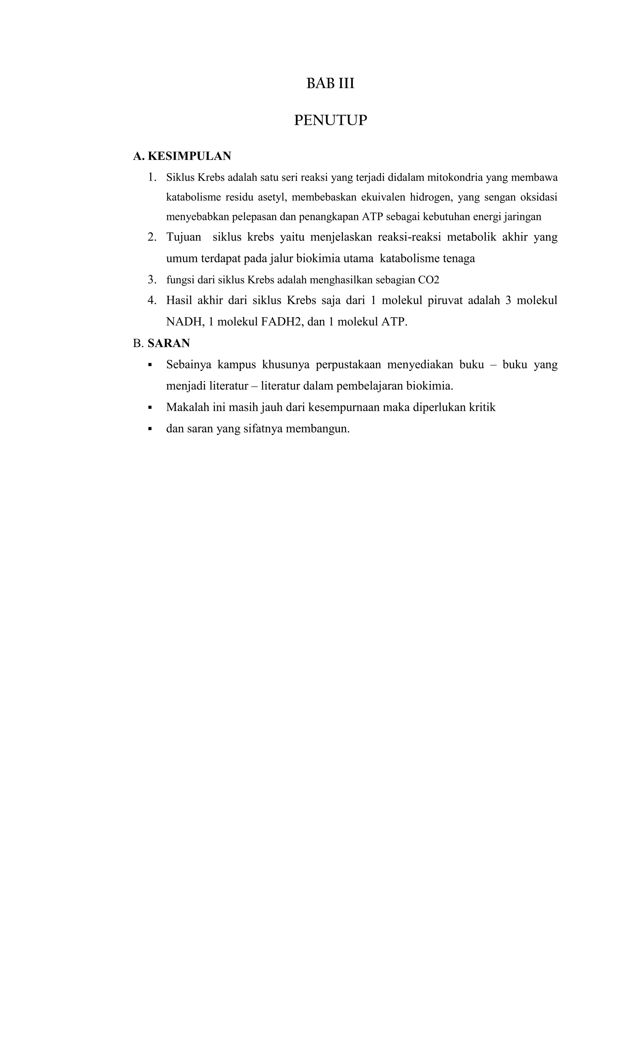 Siklus krebs AKPER MUNA | DOCX