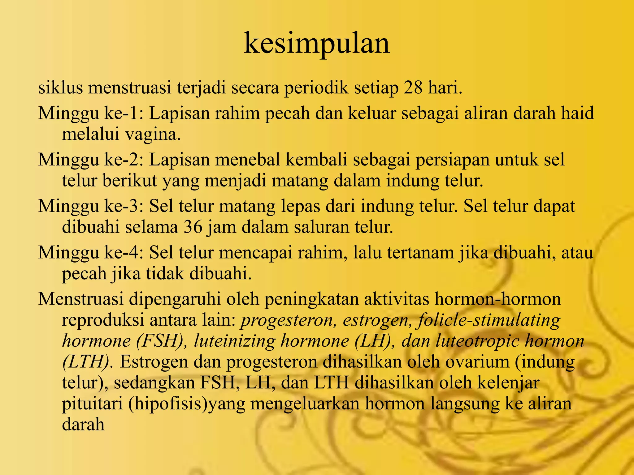 Siklus menstruasi dan hormon kelas 11 Science | PPTX