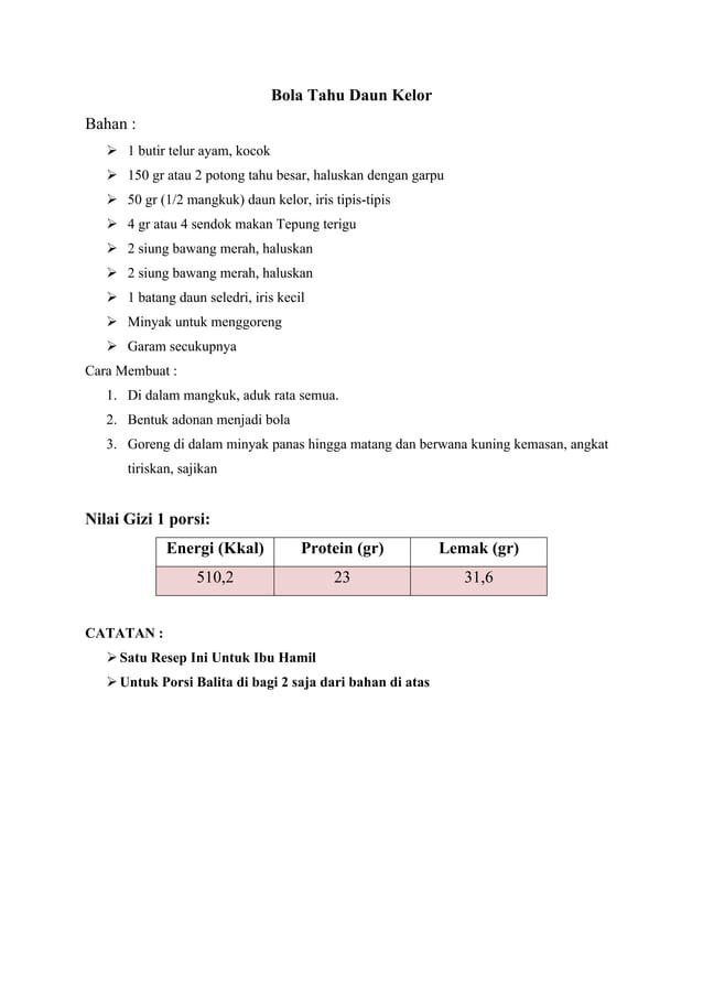 SIKLUS MENU PKM AG UNTUK BALITA GIZI KRG | DOC