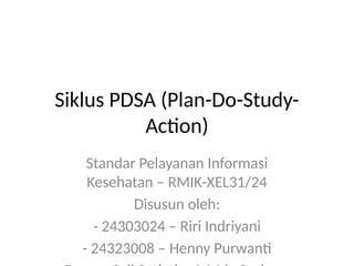 PDSA stands for Plan-Do-Study-Act. It is a simple cycle used to improve ...