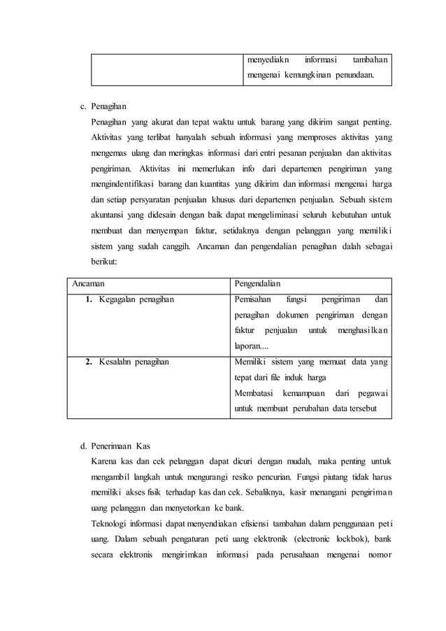 Siklus pendapatan penjualan dan penerimaan kas | DOCX