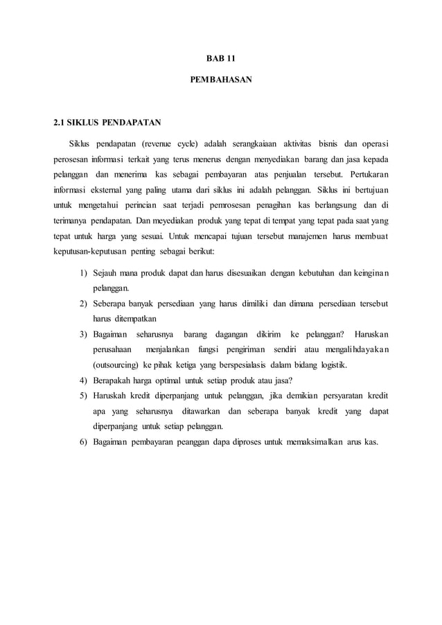 Siklus pendapatan penjualan dan penerimaan kas | DOCX