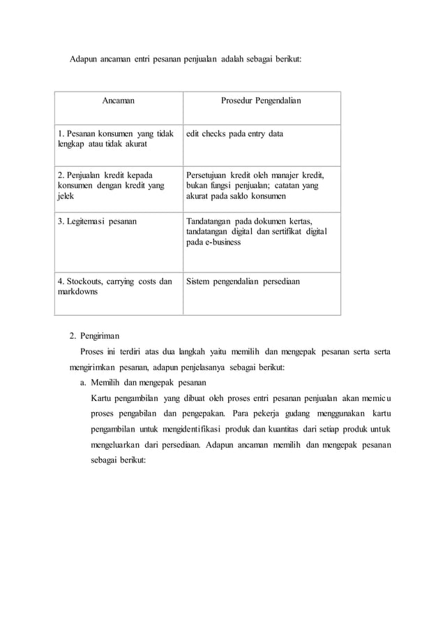 Siklus pendapatan penjualan dan penerimaan kas | DOCX