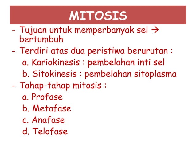 siklus sel, tahapan mitosis dan meiosis serta amitosis | PPT