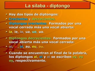Silaba diptongo hiato ch | PPTX
