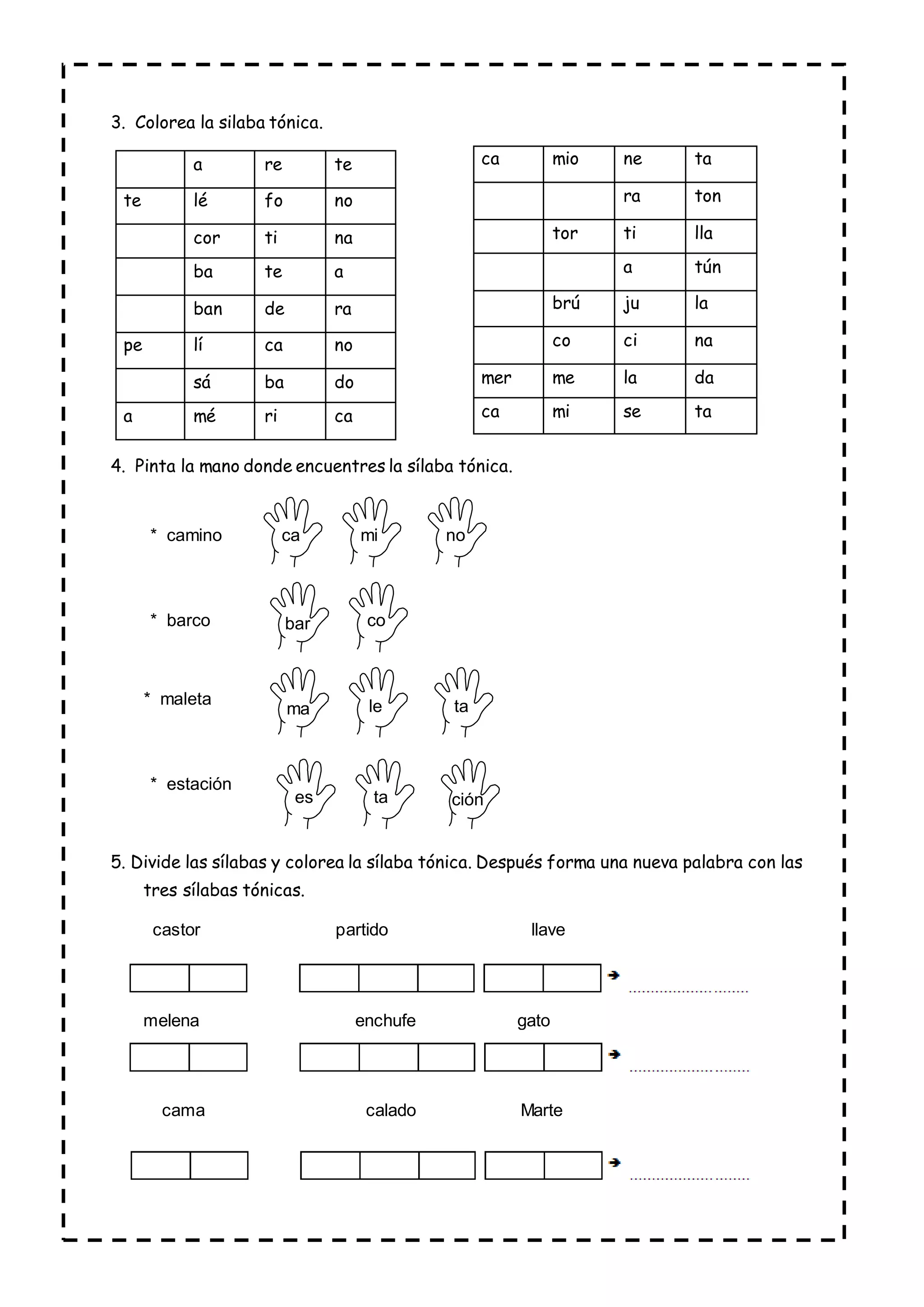 Silabas atonas y tonicas | DOCX