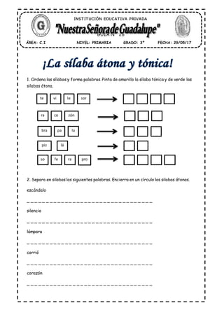 Silabas atonas y tonicas | DOCX