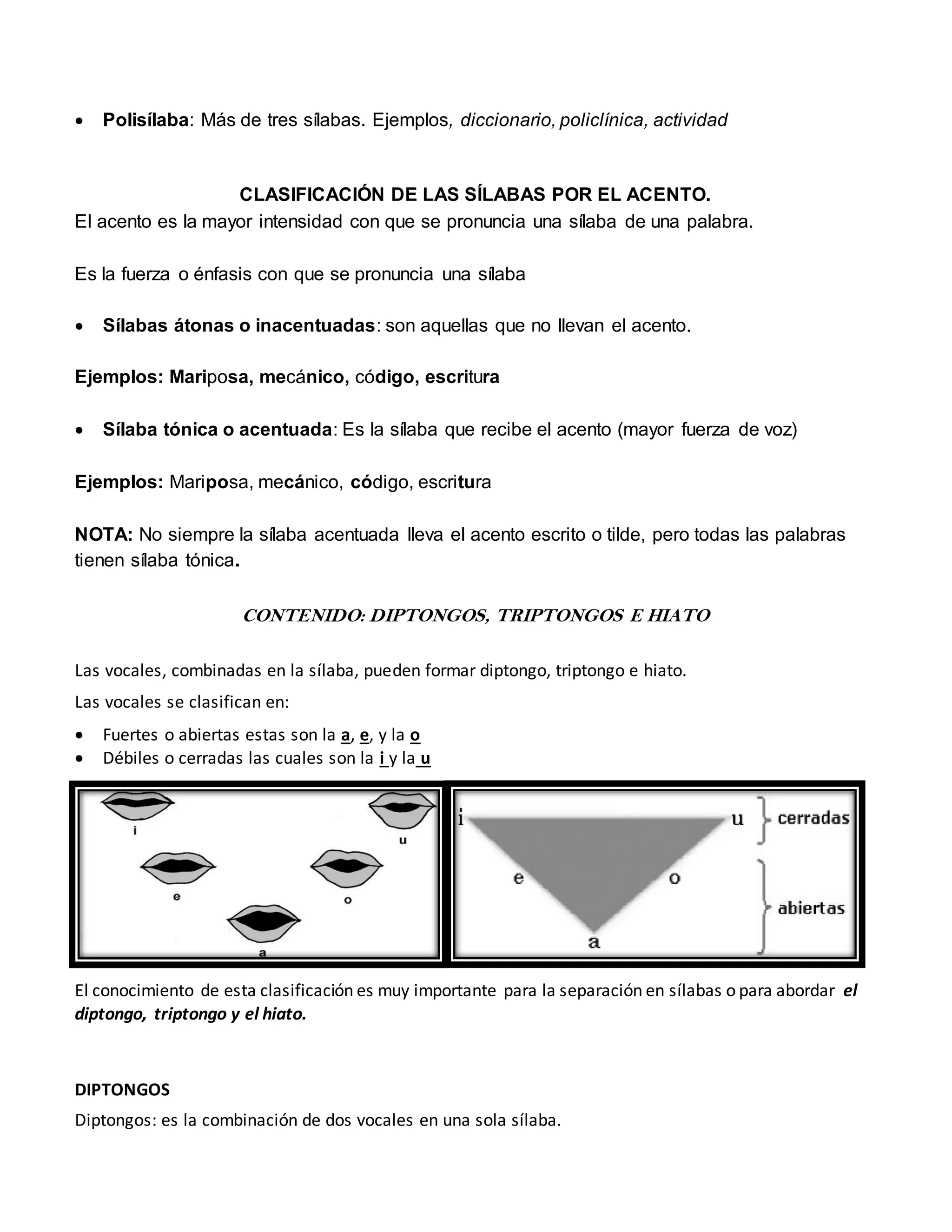 SILABAS, DIPTONGOS, TRIPTONGOS, HIATOS Y ACENTO. | PDF