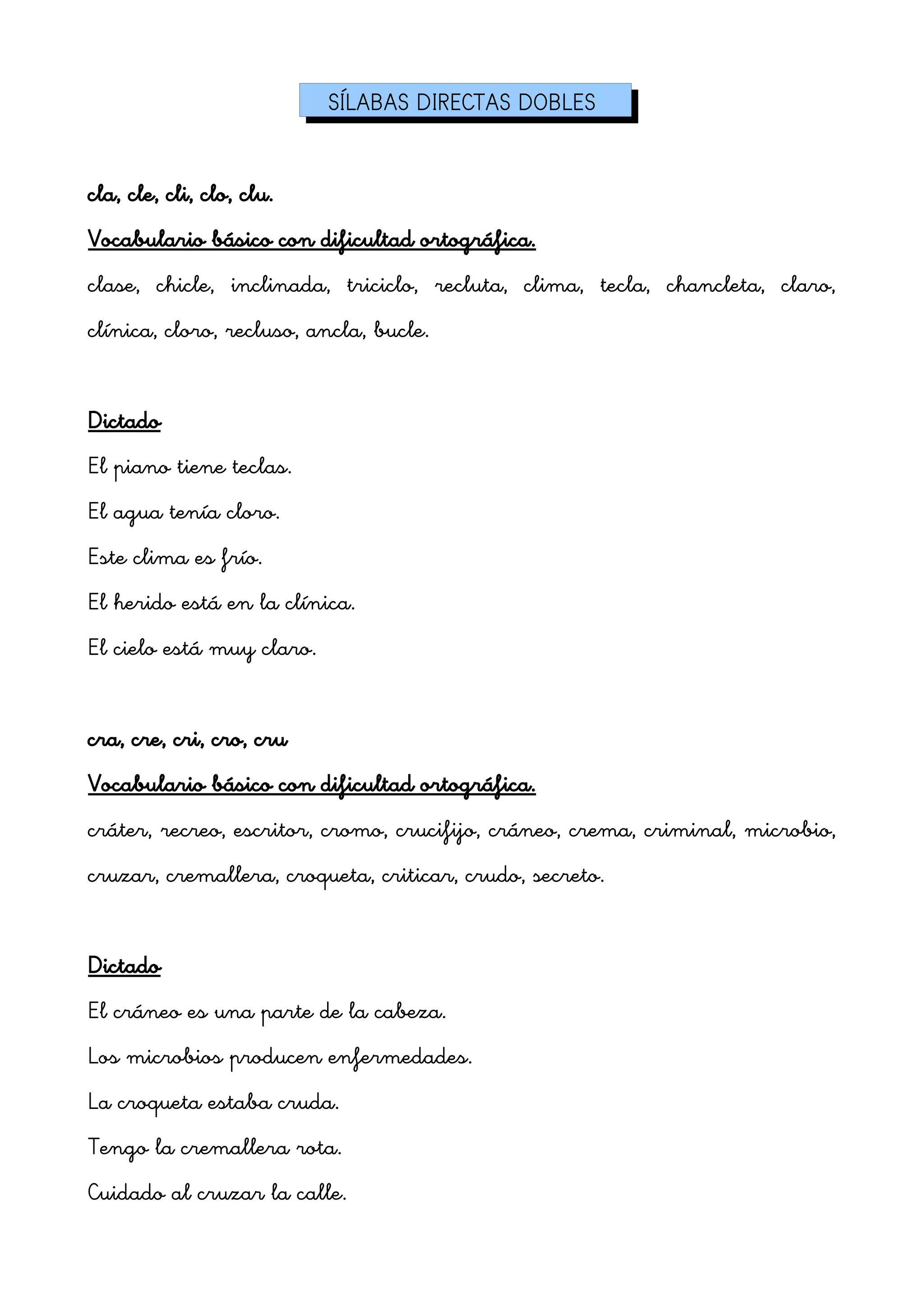 Silabas directas dobles | PDF