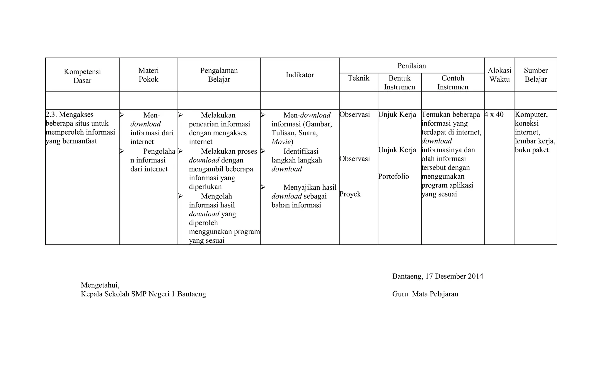 SILABUS TIK KELAS IX SEMESTER GENAP | DOC