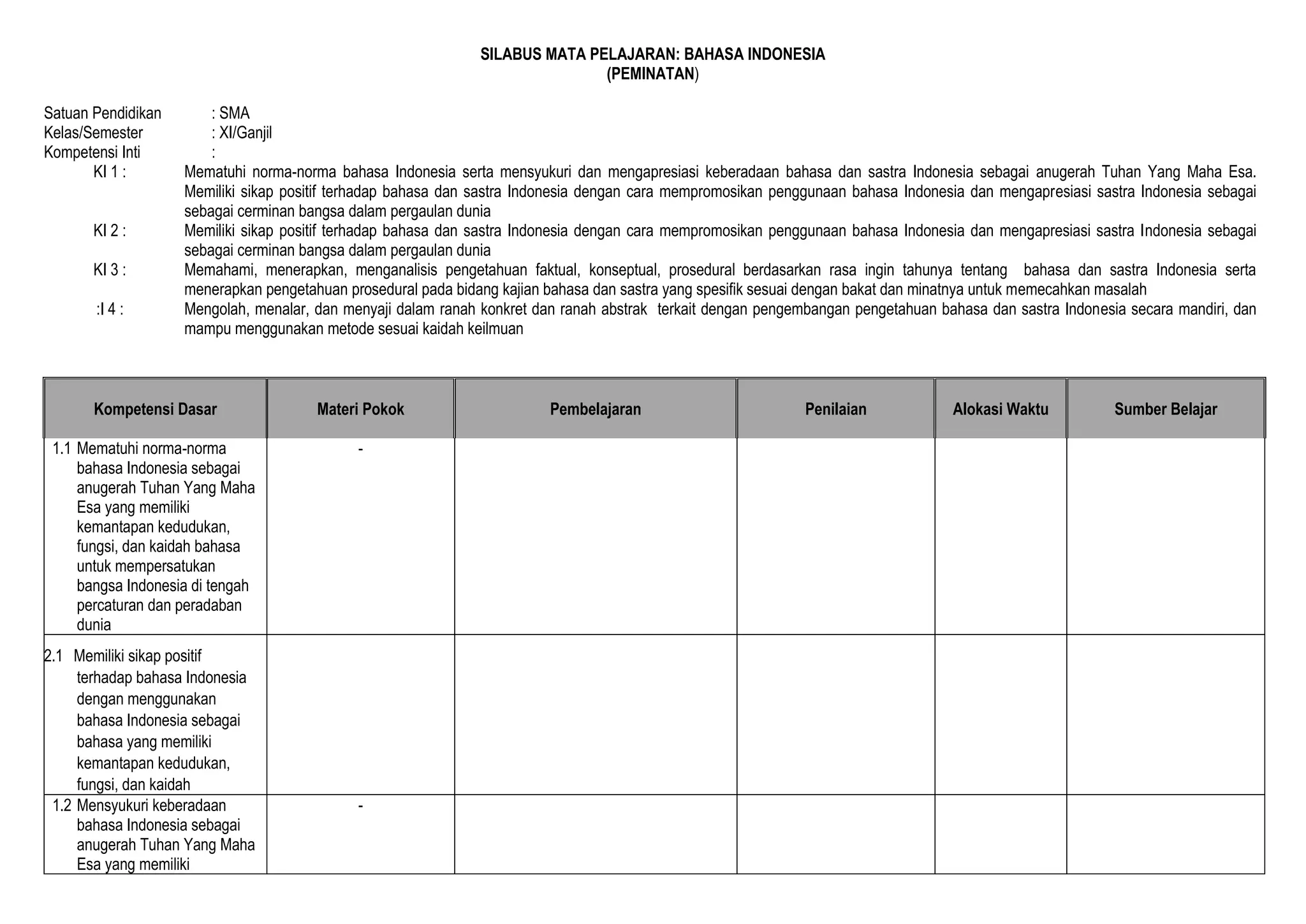 Silabus bahasa-indonesia-kelas-xi-peminatan-allson | PPT