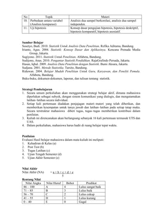 Silabus Statistik 2013 | PDF
