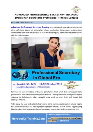 Advanced PROFESSIONAL SECRETARY Training_Syllabus | DOCX