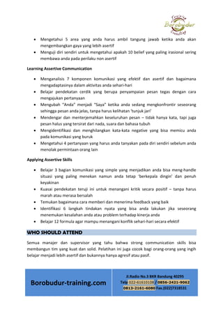 Silabus Pelatihan/Training "ASSERTIVE LEADERSHIP SKILL" | PDF