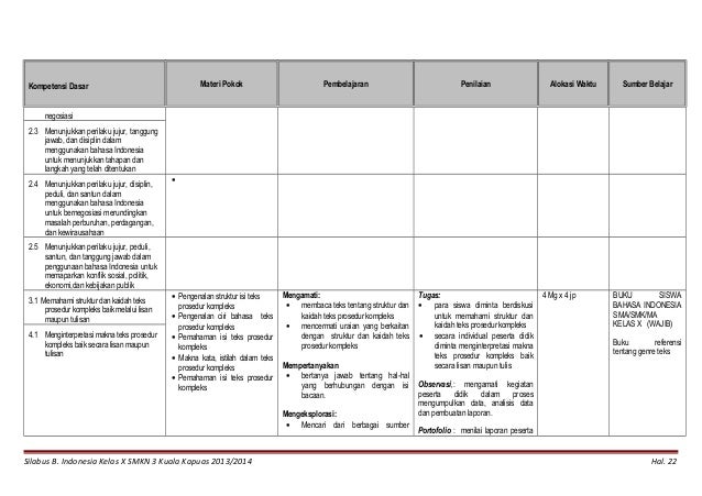 Silabus bahasa indonesia rev font