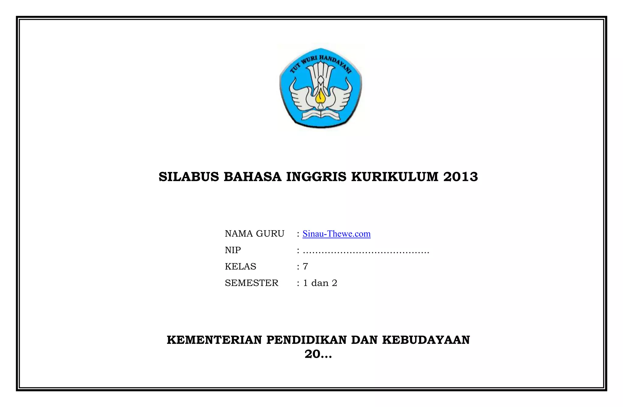 Silabus Bahasa Inggris Kelas 7.docx