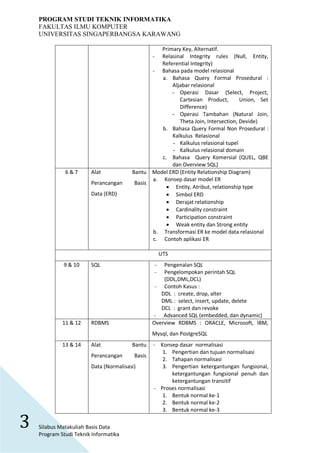 Silabus basis data | PDF