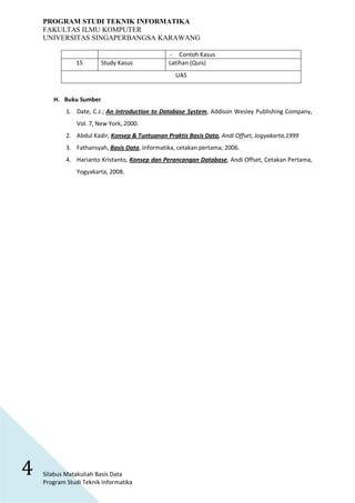 Silabus basis data | PDF