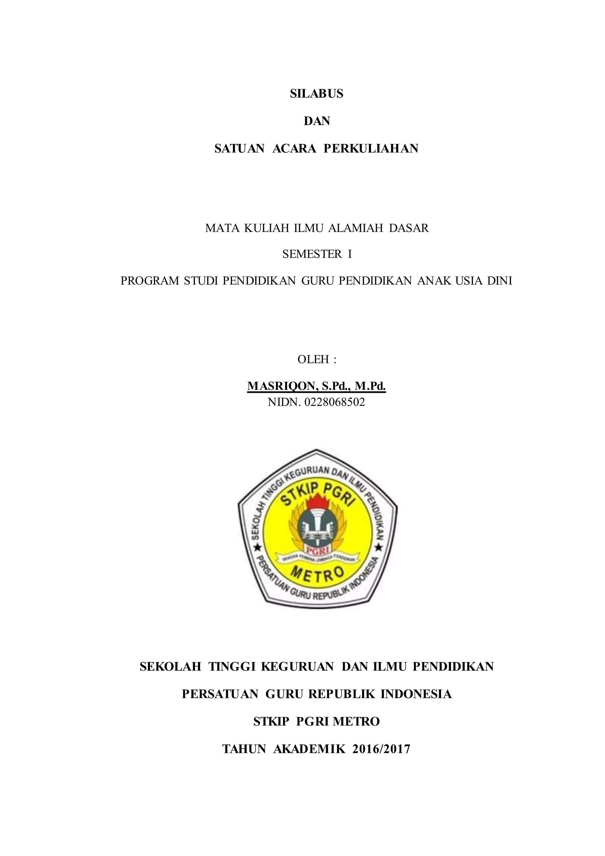 Silabus dan sap ilmu a lamiah dasar | DOCX
