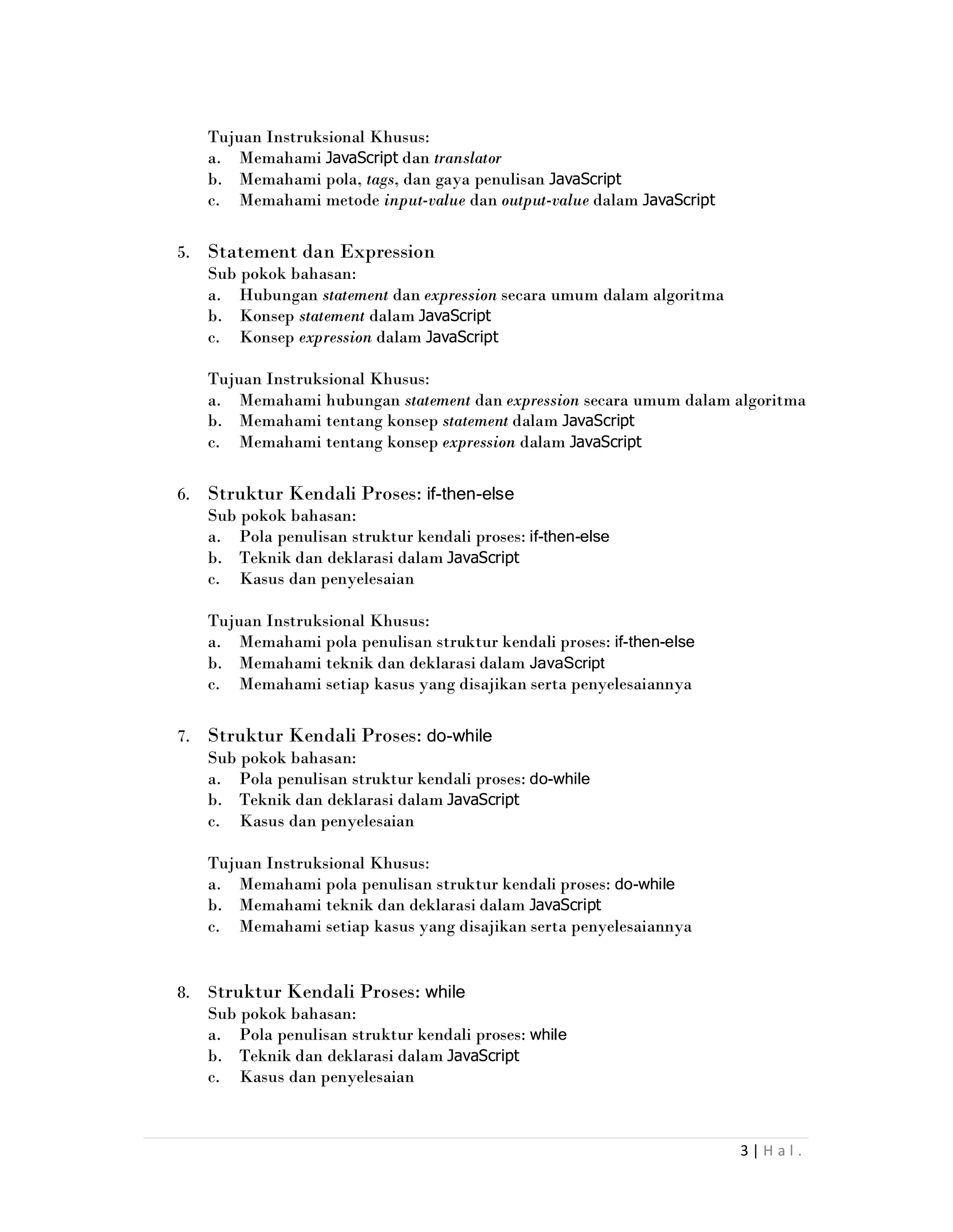 Silabus Pemrograman Internet | PDF