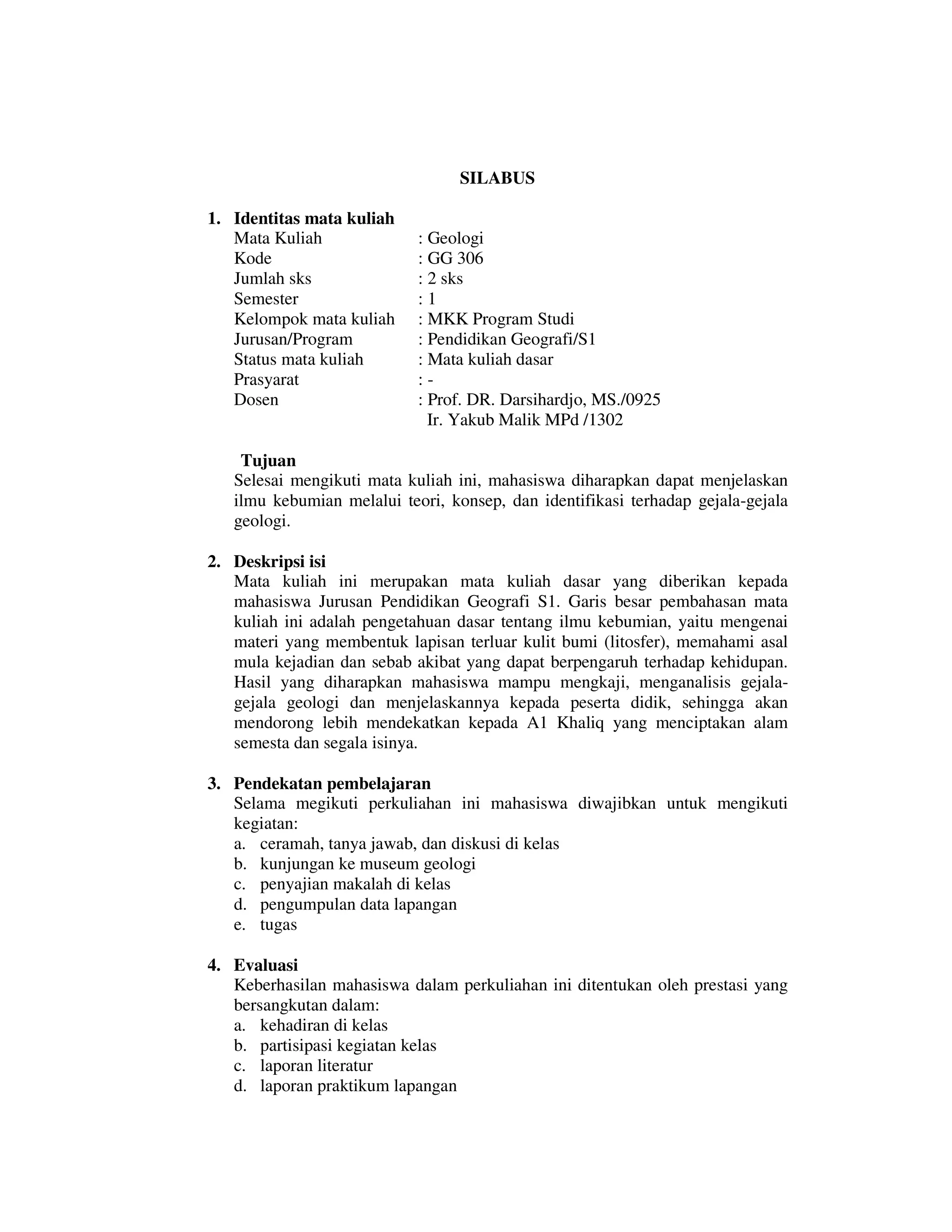 Silabus geologi dasar | PDF