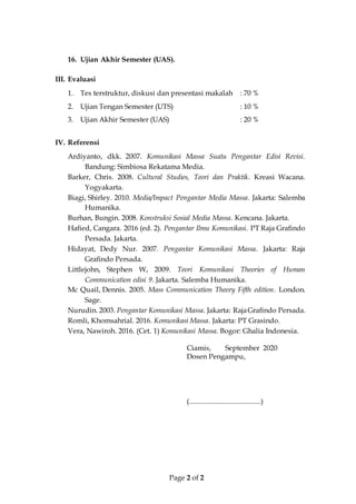 SILABUS KOMUNIKASI MASSA | DOCX