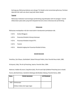 Silabus Latihan Khotbah II - 2011 | DOC