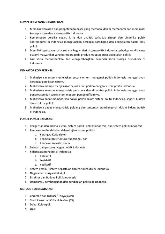 Silabus mata kuliah spi unsera 2011 | PDF