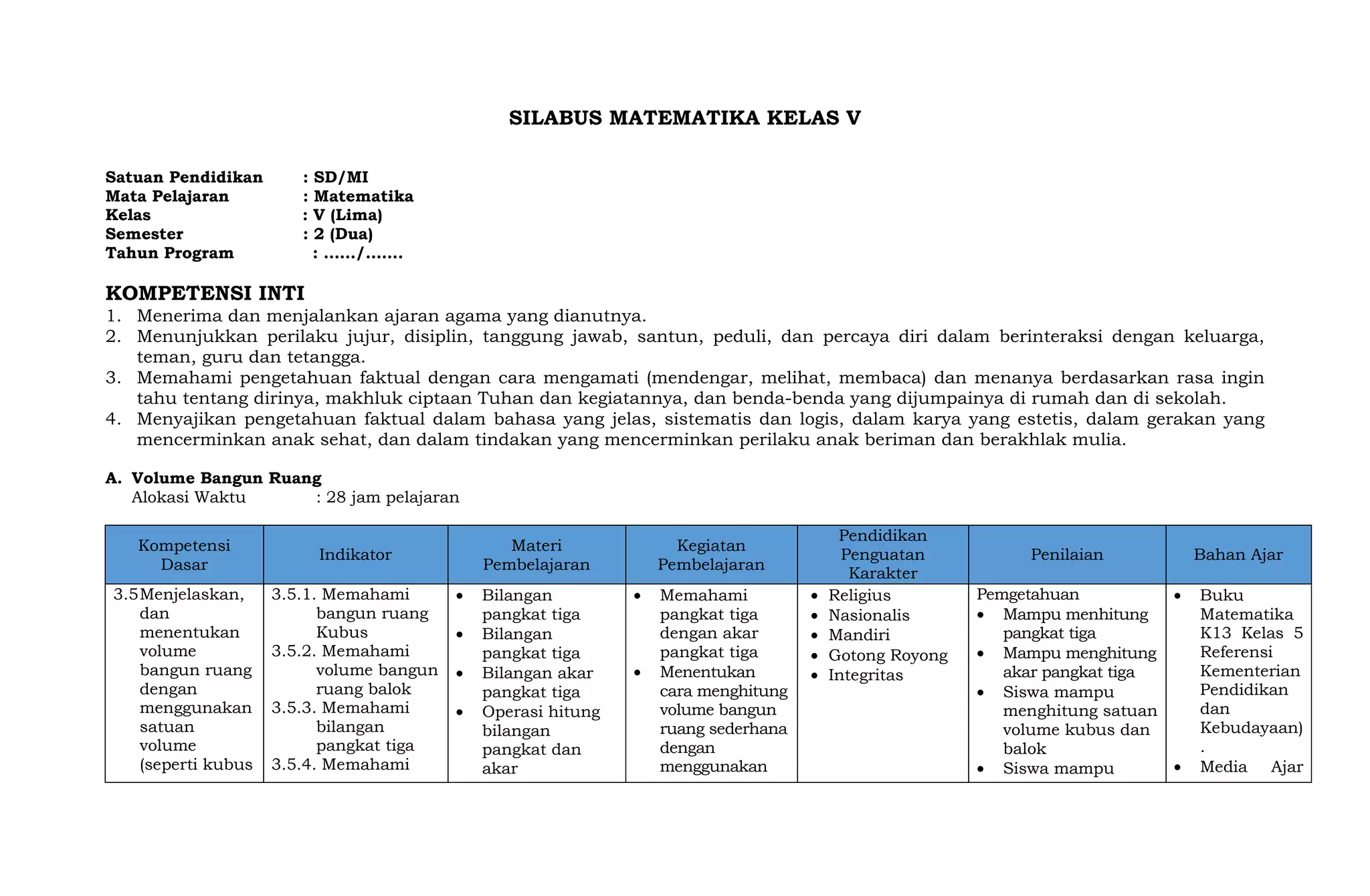 Silabus Matematika Kelas 5 Sem 2.doc