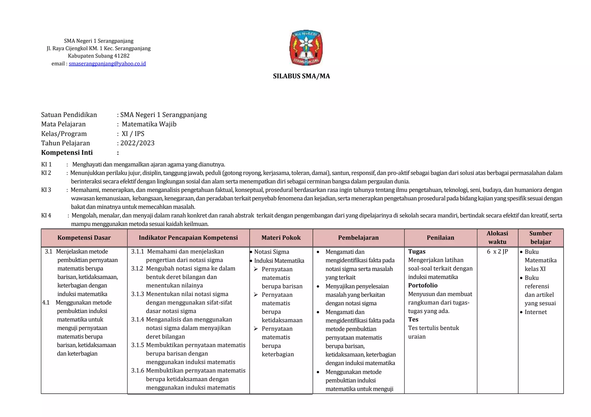 silabus Matematika Wajib XI.docx