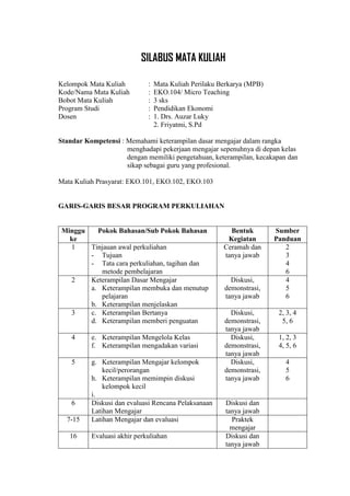 Silabus micro teaching | PDF